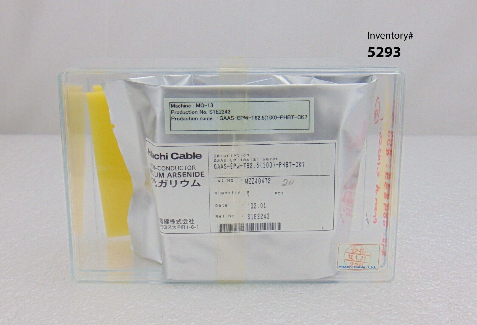 Hitachi GAAS-EPW-T62.5(100)-PHBT-CK7 GaAs Epitaxail Wafe 100mm 5-Piece ...